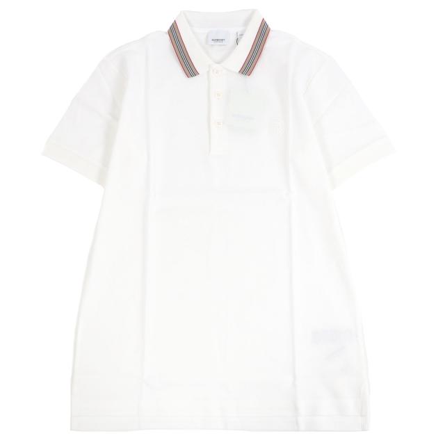 未使用品□BURBERRY バーバリー 8056225 コットン100％ TBロゴ刺繍 エンブロイダリー 半袖ポロシャツ カットソー ホワイト XS　正規品