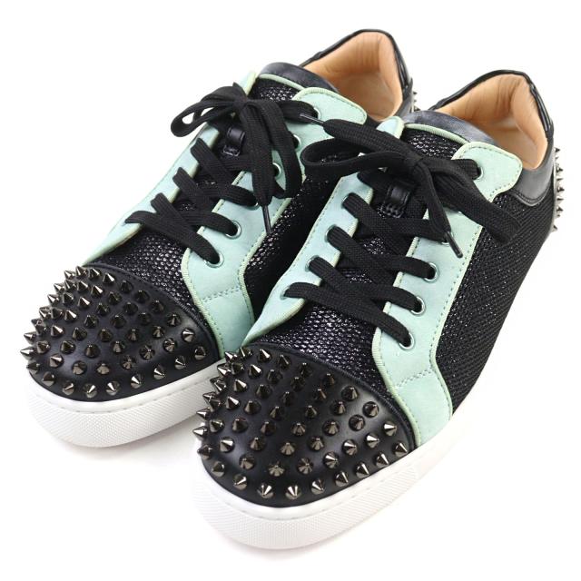 極美品○Christian Louboutin クリスチャンルブタン Seavaste 2 Orlato Flat レザー スウェードレザー スパイクスタッズ スニーカー 43
