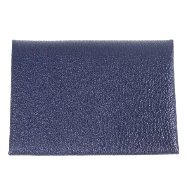 未使用品☆HERMES エルメス カルヴィ デュオ シェーブル ブルーニュイ シルバー金具 ケース W刻 箱付き フランス製 レディース