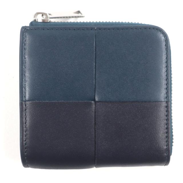 極美品▼ボッテガヴェネタ 765782 日本限定 カセット スクエア コンパクトジップ アラウンド レザーウォレット バイカラー 札入れ メンズ