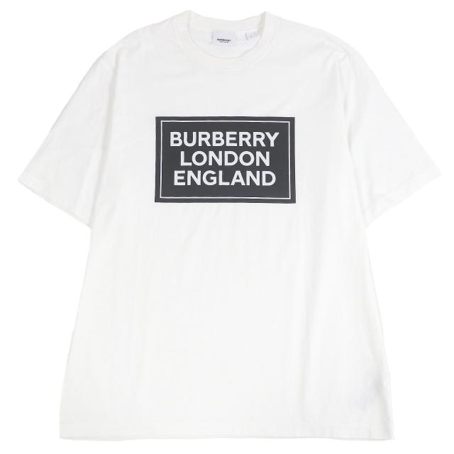 極美品□BURBERRY バーバリー 8084338 コットン100％ ボックスロゴプリント クルーネック 半袖Ｔシャツ カットソー ホワイト M 正規品