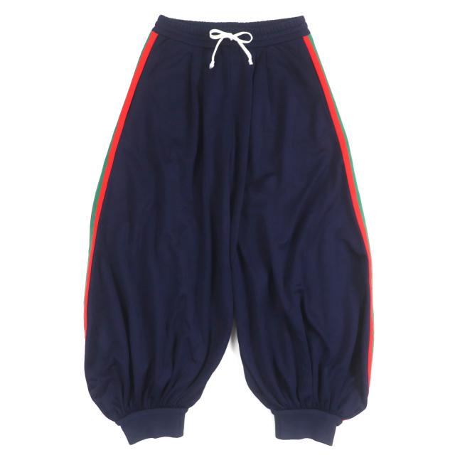 未使用品▼GUCCI グッチ 544191 ウェブライン シェリーライン バルーン テクニカルジャージー パンツ ネイビー XS 伊製 正規品 メンズ