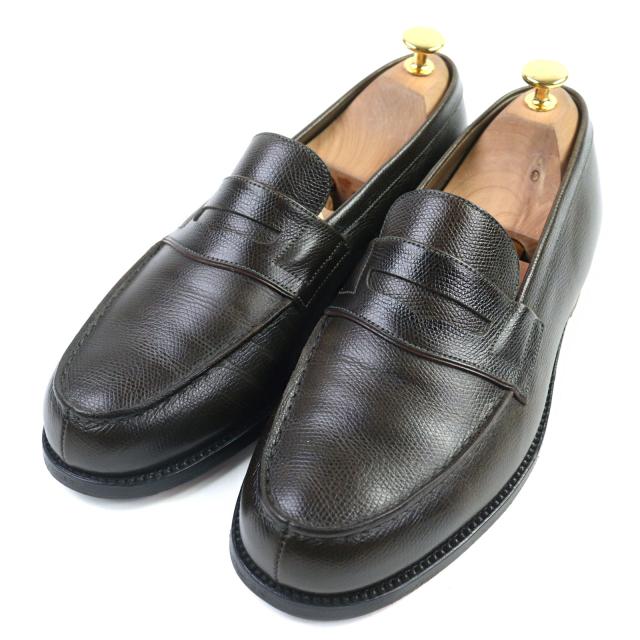 美品○J.M WESTON ジェイエムウエストン 180 レザー 41ラスト グッドイヤーウェルト製法 ローファー ダークグリーン 7.5 メンズ