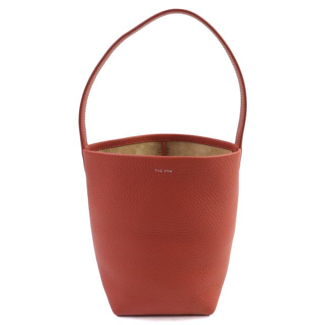 極美品△THE ROW ザロウ W1314L129RULD スモール N/S パーク トートバッグ グレインドカーフスキン ロゴ ハンドバッグ さび 定価239000円