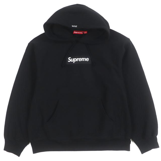 美品▼Supreme シュプリーム 24AW Box Logo Hooded Sweatshirt ロゴワッペン付 裏起毛 プルオーバー パーカー M カナダ製 正規品 メンズ