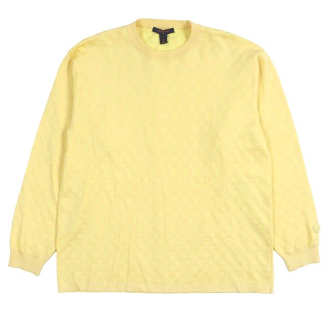 極美品▼LOUIS VUITTON ルイヴィトン 24SS シルク64% モノグラム クルーネック ニットセーター イエロー S 正規品 メンズOK