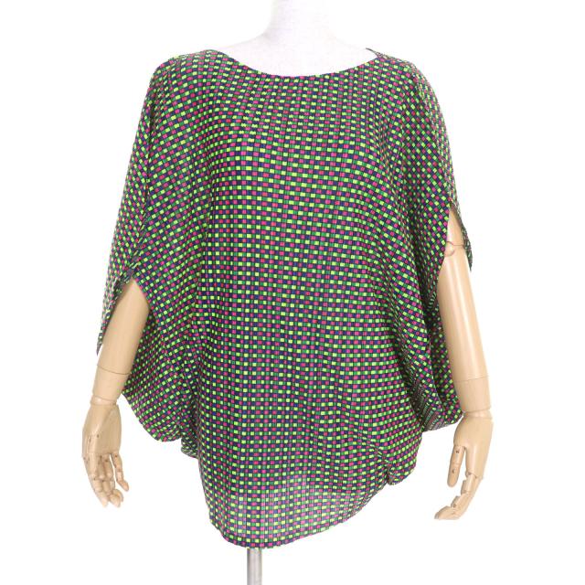 極美品★PLEATS PLEASE プリーツプリーズ イッセイミヤケ PP03-FK363 ジオメトリックプリント 変形 カットソー ポンチョ　Mサイズ相当