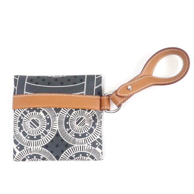 未使用品☆HERMES エルメス アヴェックソワ AirPods Proケース シルク レザー使い ポーチ 小物入れ グレー系 W刻印 仏製 レディース