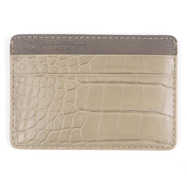 未使用品□Jean Rousseau ジャン ルソー ヴィンテージ エッセンシャル アリゲーター レザー パスケース カードケース 茶 フランス製