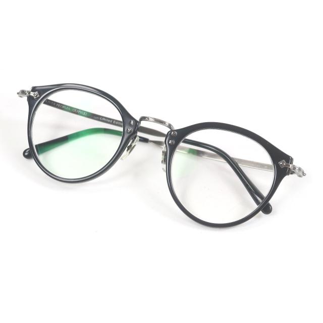 美品□OLIVER PEOPLES オリバーピープルズ 雅 Limted Edition 505 メガネ アイウェア ブラック ガンメタリック 47□24-142 度入り 日本製