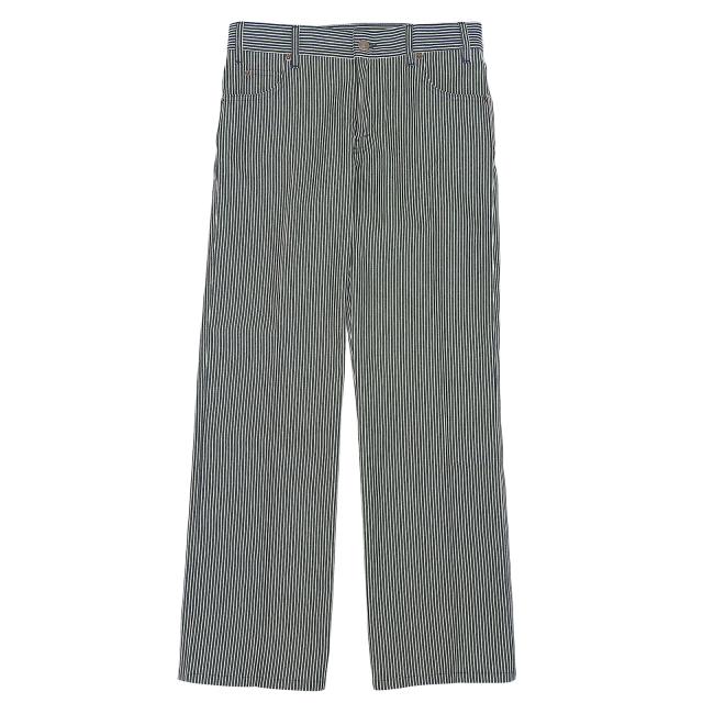 極美品▲CELINE セリーヌ N988098V コットン ヒッコリーストライプ フレア デニムパンツ ネイビー ホワイト 27 伊製 正規品 レディース