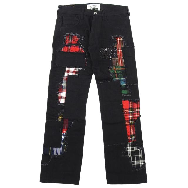 美品▲JUNYA WATANABE COMME des GARCONS ジュンヤワタナベコムデギャルソン XN-P014 パッチワーク デニムパンツ ブラック XS 日本製