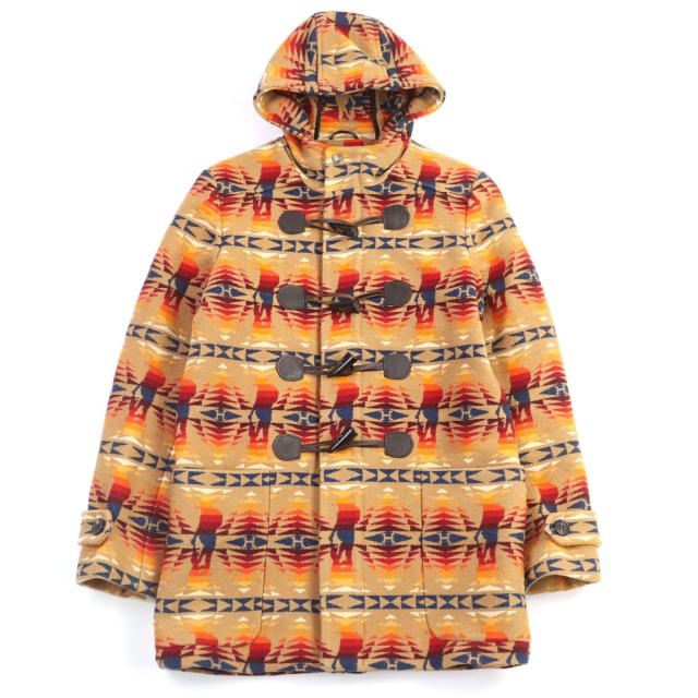 極美品○HYSTERIC GLAMOUR PENDLETON ヒステリックグラマー ペンドルトン 0234AC03 HYS TIMES総柄 ダッフルコート S 正規品 定価121000円