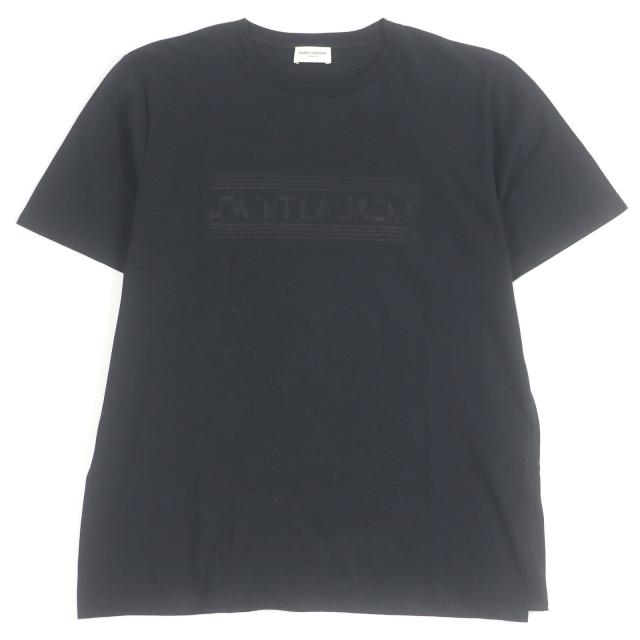 極美品□SAINT LAURENT PARIS サンローランパリ 631857 フロントロゴプリント ショートスリーブ 半袖Ｔシャツ XS イタリア製 正規品