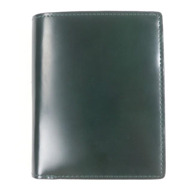 未使用品□PID ピーアイディー コードバン ミドル コンパクトウォレット 二つ折り財布 グリーン ブラウン 箱付き メンズ オススメ