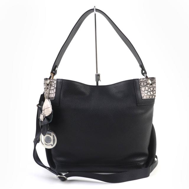 未使用品☆BEAUGRAND ボーグラン JRAタグ付 クロコダイルレザー使い 2WAY ハンドバッグ ショルダーバッグ ブラック 日本製 レディース