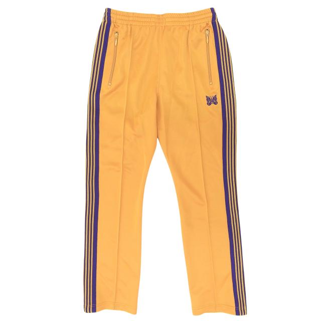 極美品▲Needles ニードルス KP221 ロゴエンブロイダリー サイドライン ナロートラック パンツ イエロー パープル S 正規品　メンズ