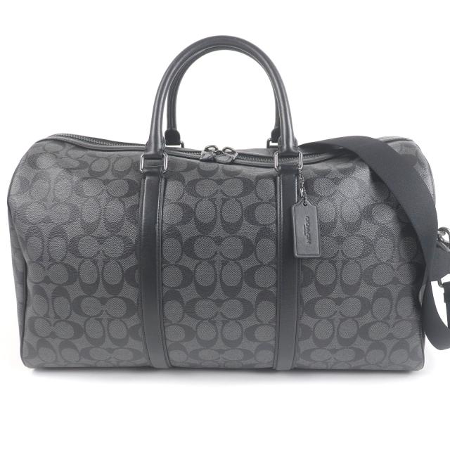 極美品□COACH コーチ C5305 シグネチャー キャンバス レザー 2WAY ベンチュラーバッグ ボストンバッグ ブラック系 ロゴチャーム付き