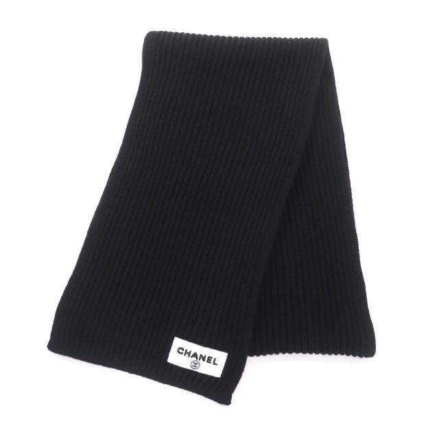美品★CHANEL シャネル AA9552 カシミヤ100％ ココマーク ロゴビーズ スパンコール マフラー ブラック イタリア製 レディース