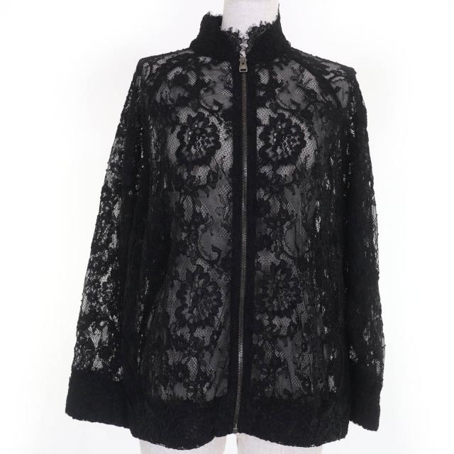 極美品☆ERMANNO SCERVINO エルマンノシェルヴィーノ ZIP UP レース ジャケット ブラック 42 イタリア製 国内正規品 レディース