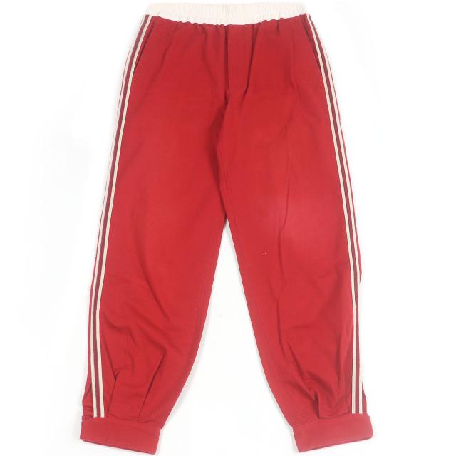 美品□GUCCI グッチ 660067 インターロッキングGワッペン サイドライン イージーパンツ テーパードパンツ レッド 48 イタリア製 正規品