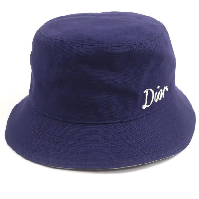 未使用品▼DIOR ディオール オム 22AW 293C906B4511 コットン100% ロゴ刺繍 帽子 バケットハット パープル M イタリア製 正規品 メンズ