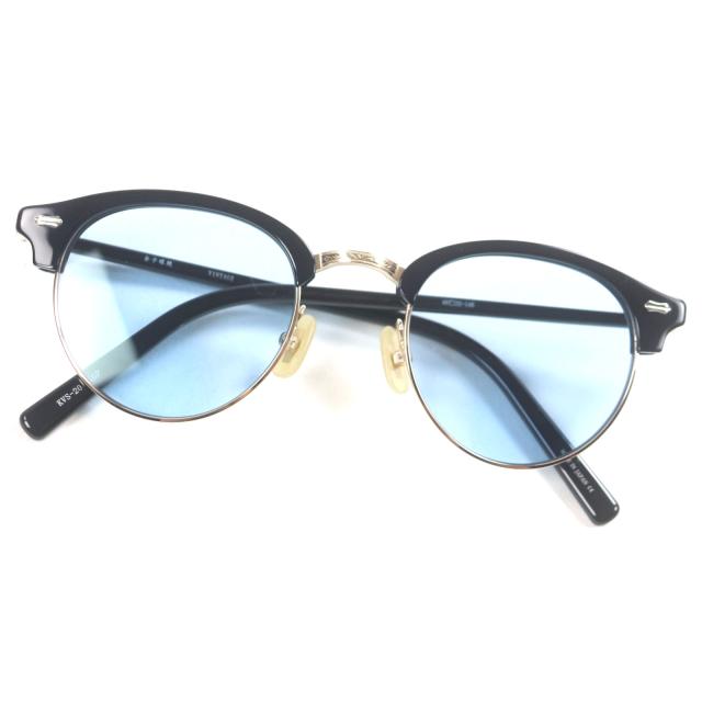 極美品▼金子眼鏡 カネコガンキョウ KVS-20 VINTAGE サーモント アイウェア サングラス ブラック ゴールド 48□22-145 日本製 メンズ