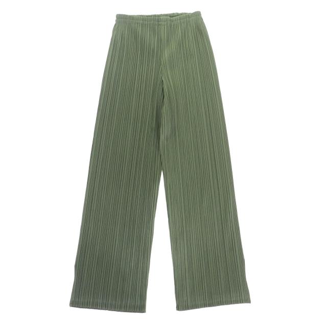 極美品★PLEATS PLEASE プリーツプリーズ イッセイミヤケ PP64-JF424 サイドスリット プリーツ パンツ カーキ 2 日本製 正規品