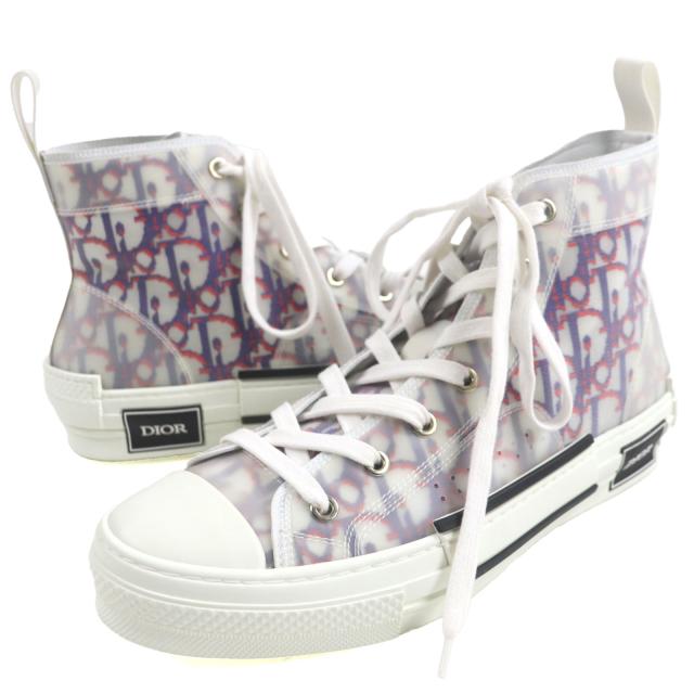 未使用品▼DIOR ディオール オム B23 オブリーグ ハイカットスニーカー ホワイト ネイビー レッド 40 箱・保存袋付き イタリア製 メンズ