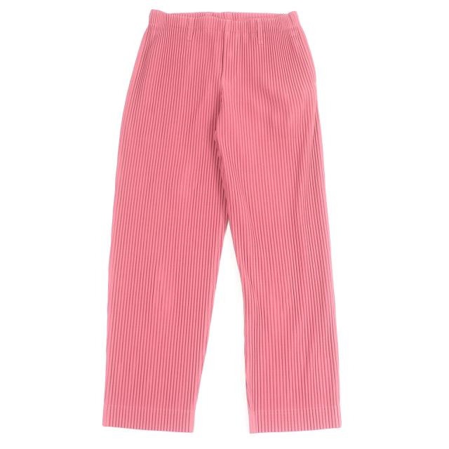 極美品□HOMME PLISSE ISSEY MIYAKE オム プリッセ イッセイミヤケ HP13JF160 プリーツ ストレートパンツ ボトムス 3 ピンク系 正規品