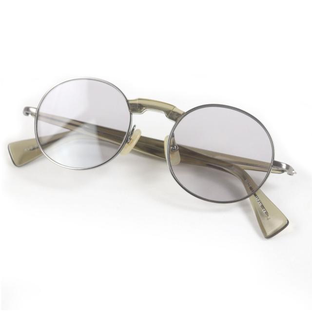 極美品□金子眼鏡 カネコガンキョウ KVS-30 オーバル サングラス ガンメタリック クリアブラウン 47□19-145 箱・ケース付き 日本製