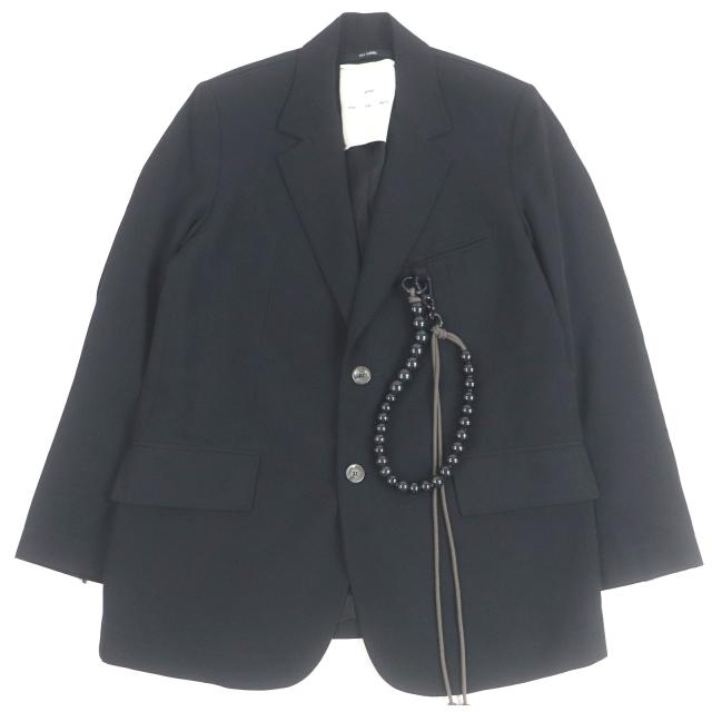 極美品□Song for the Mute ソング フォー ザ ミュート 20.2 DJEBEL チャーム付き シングル テーラードジャケット ブラック 48 正規品