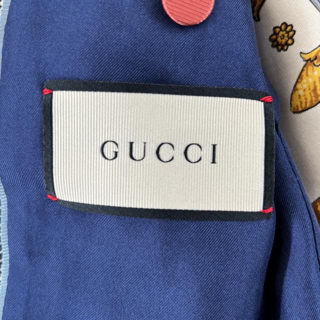 極美品△GUCCI グッチ 574351 ウール モヘア混 千鳥格子柄 裏地総柄