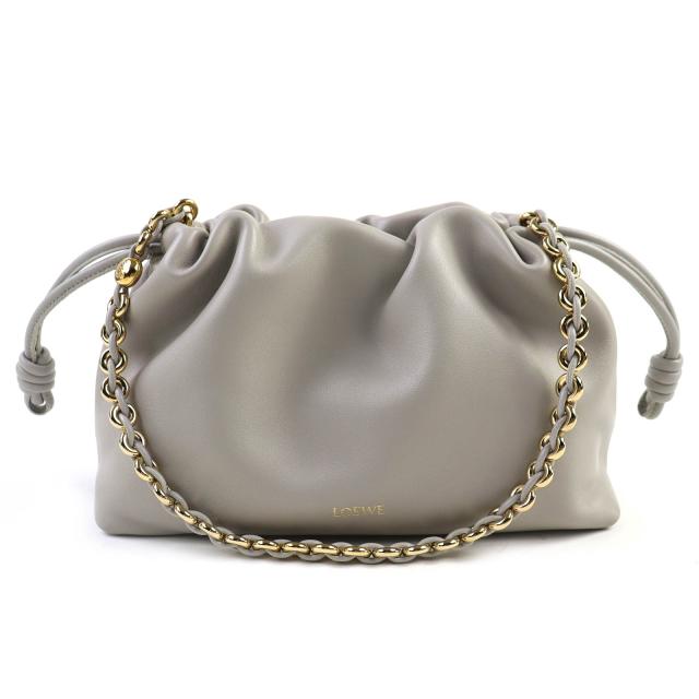 未使用品△LOEWE ロエベ A411FCRX02 フラメンコパース ミディアム 2WAY ハンドチェーン ショルダーバッグ シェルグレー 定価541200円