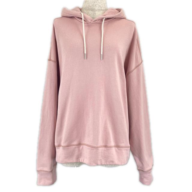 美品▲JIL SANDER+ ジルサンダープラス JPPR707515 コットン100％ ロゴ刺繍 プルオーバー パーカー ピンク M 伊製 正規品 レディース