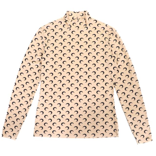 未使用品★MARINE SERRE BORDERLINE  マリーンセルボーダーライン 24SS MTS002 総柄 ハイネック 長袖 カットソー L 保存袋付き メンズ