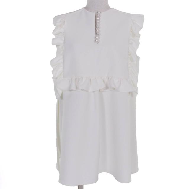 未使用品☆YOKO CHAN ヨーコチャン 2023年製 YCB-223-373 フェイクパール付 ノースリーブ チュニック ホワイト 38 正規品 レディース