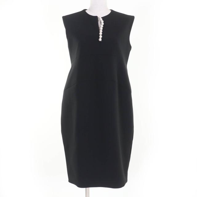 未使用品☆YOKO CHAN ヨーコチャン YCD-421-808 フェイクパール付 ノースリーブ ワンピース ブラック 42 日本製 正規品 レディース