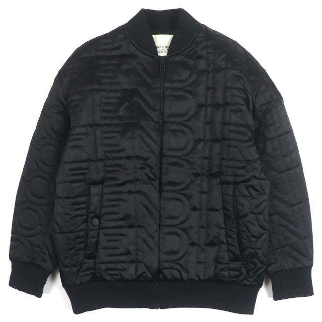 極美品▼フェンディ マークジェイコブス 2022年製 FAN104 ロゴキルティング ZIP ブルゾン ボンバージャケット ブラック XS 正規品 メンズ