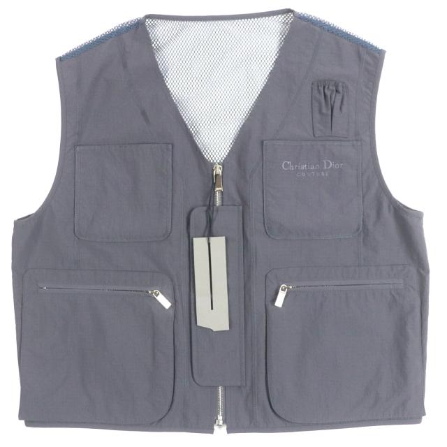 未使用品▼DIOR ディオール オム 383C670A5771 Multi Pocket Zipup Vest ナイロン ロゴ刺繍 バックメッシュ ZIPUP ベスト ジレ 52 正規品