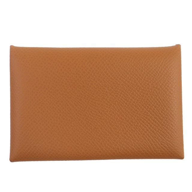 未使用品△HERMES エルメス カルヴィ ヴォーエプソン ゴールド シルバー金具 カードケース 名刺入れ B刻印 箱付き フランス製 レディース