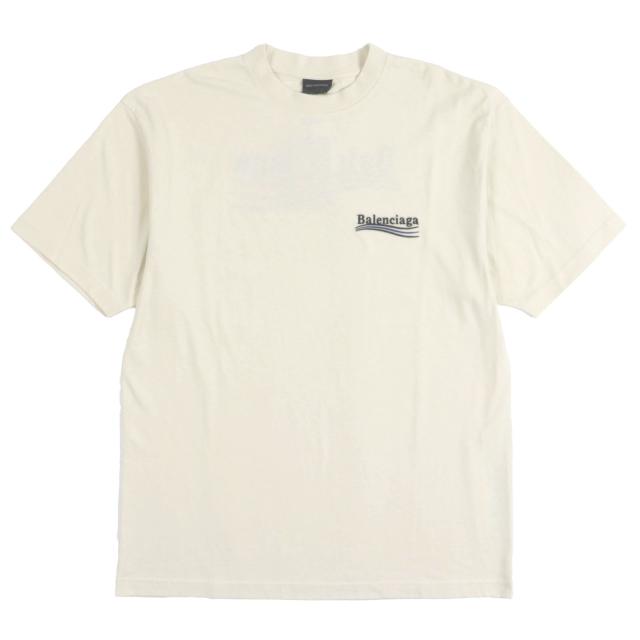 未使用品▼BALENCIAGA バレンシアガ 22AW 641655 ロゴ刺繍 オーバーサイズ ショートスリーブ 半袖Ｔシャツ クリーム XXS 正規品 メンズ