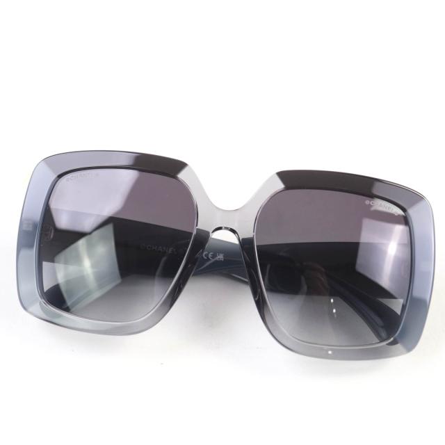 極美品☆CHANEL シャネル 71685A ココマーク アイウェア サングラス グレー ブラック クリアグレー 箱・ケース付 イタリア製 レディース