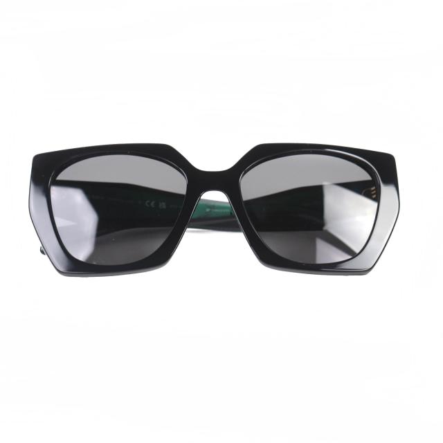 極美品◇PRADA プラダ SPR15W 1AB5Z1 POLARIZED アイウェア サングラス ブラック グリーン 54□19 140 ケース付き イタリア製 レディース