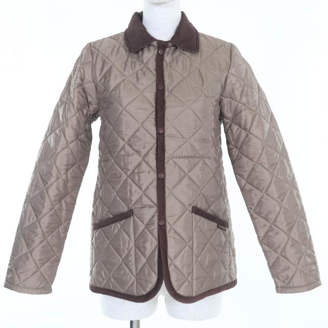 極美品◇LAVENHAM ラベンハム ロゴボタン コーデュロイパイピング キルティング ジャケット ブラウン 38 英国製 正規品 レディース