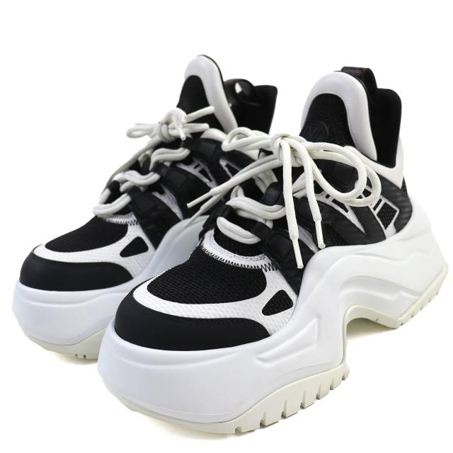 美品△LOUIS VUITTON ルイヴィトン アークライトライン 厚底 スニーカー ホワイト ブラック 36.5 イタリア製 レディース