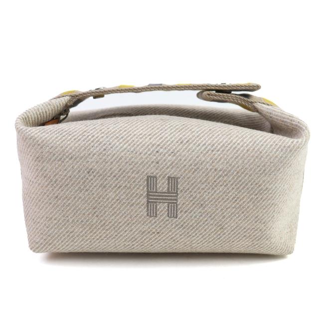 未使用△HERMES エルメス ブリッド ア ブラック PM オ カレ ウール100% セーグル シルバー金具 セリエボタン ハンドバッグ ポーチ 仏製