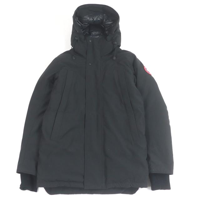 美品□  カナダグース 3400M SANFORD PARKA ロゴワッペン フーデッド ダウンコート ブラック XS カナダ製 正規品 メンズ