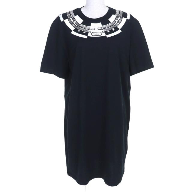 未使用品△HERMES エルメス 22AW 2H4511DU Le Tresor de Medor トレゾール ドゥ メドール コットン100％ 半袖 ワンピース 黒 42 正規品