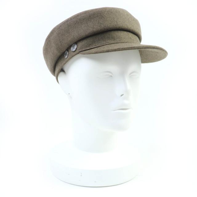 未使用品☆HERMES エルメス ドーヴィル カシミヤ100％ シルバー金具 セリエ金具 キャスケット ブラウン系 58 保存袋付き 仏製 レディース